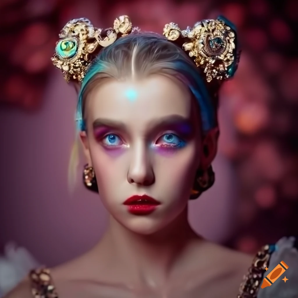 Sculpted female portrait with unique fashion style on Craiyon