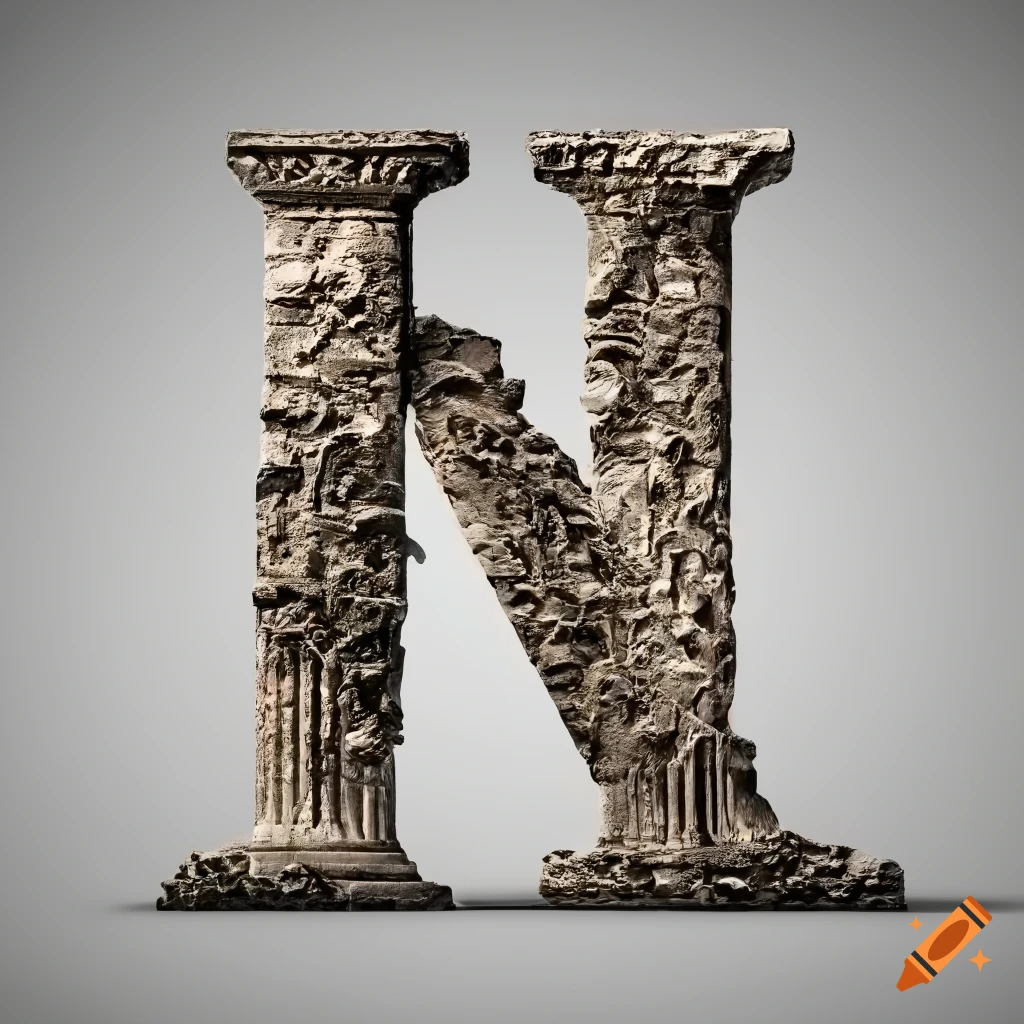 Ultra realistic stone letter "A" with Greek columns on Craiyon