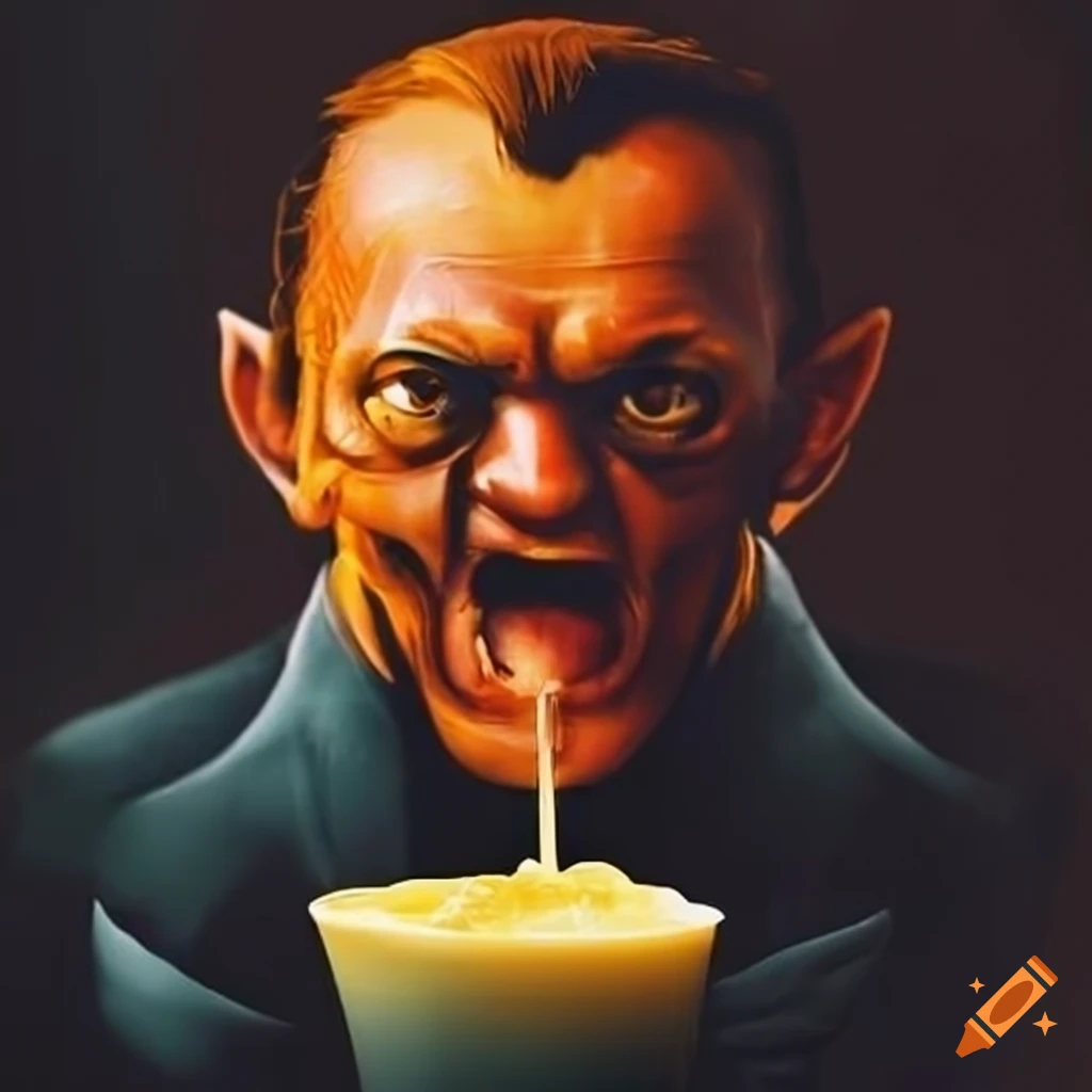 Satirical illustration of the devil drinking advocaat
