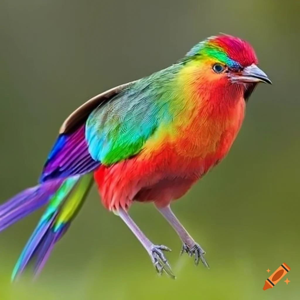 Colorful bird with rainbow plumage on Craiyon