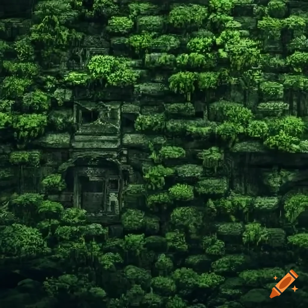 2d game art of an eerie alien in a decaying environment on Craiyon