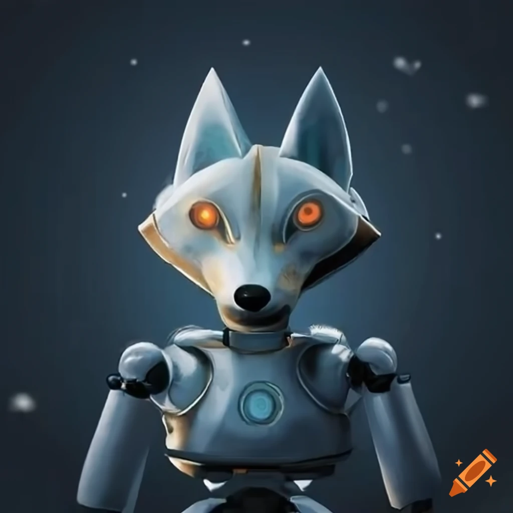 Moon illustration with a robotic fox on Craiyon