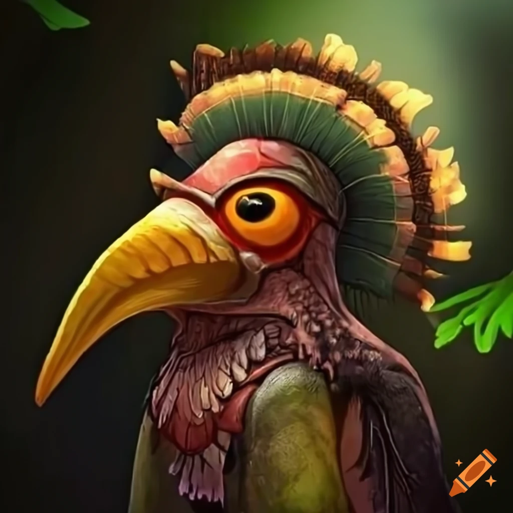 Bird protecting its territory from a tree perch