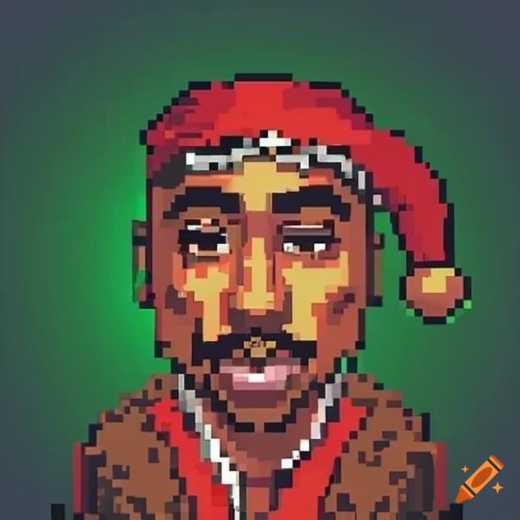 16-bit pixel art of 2pac as a christmas character on Craiyon