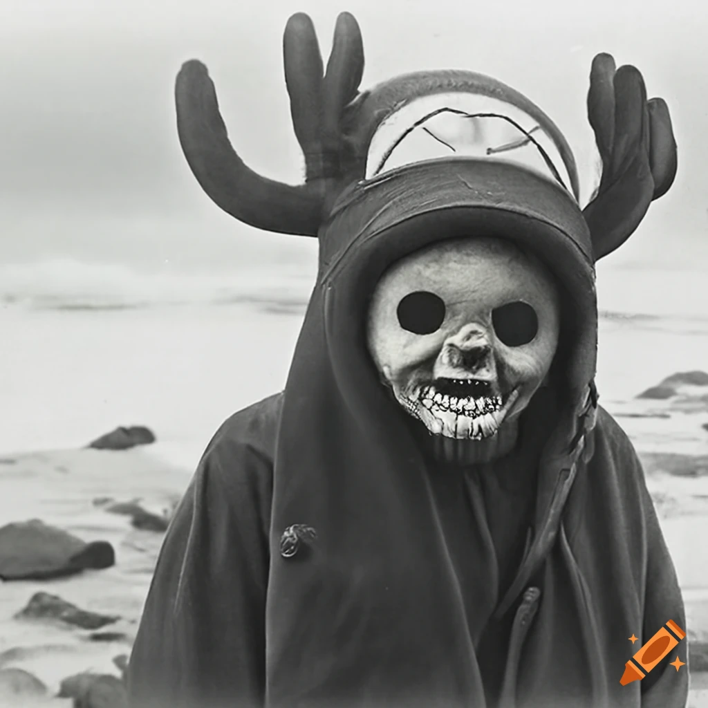 Creepy antique photo of tony tony chopper on a stormy beach