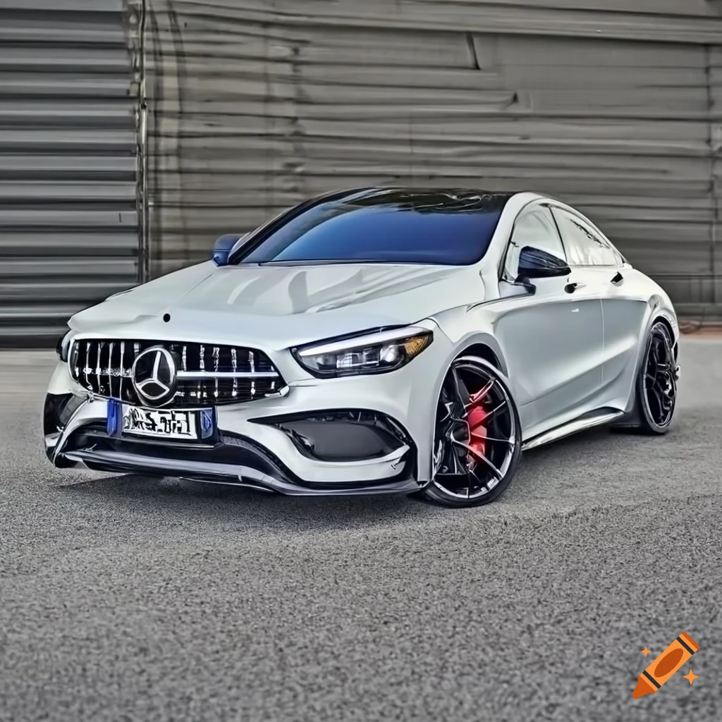 2021 cla45s amg coupe in white with black amg rims