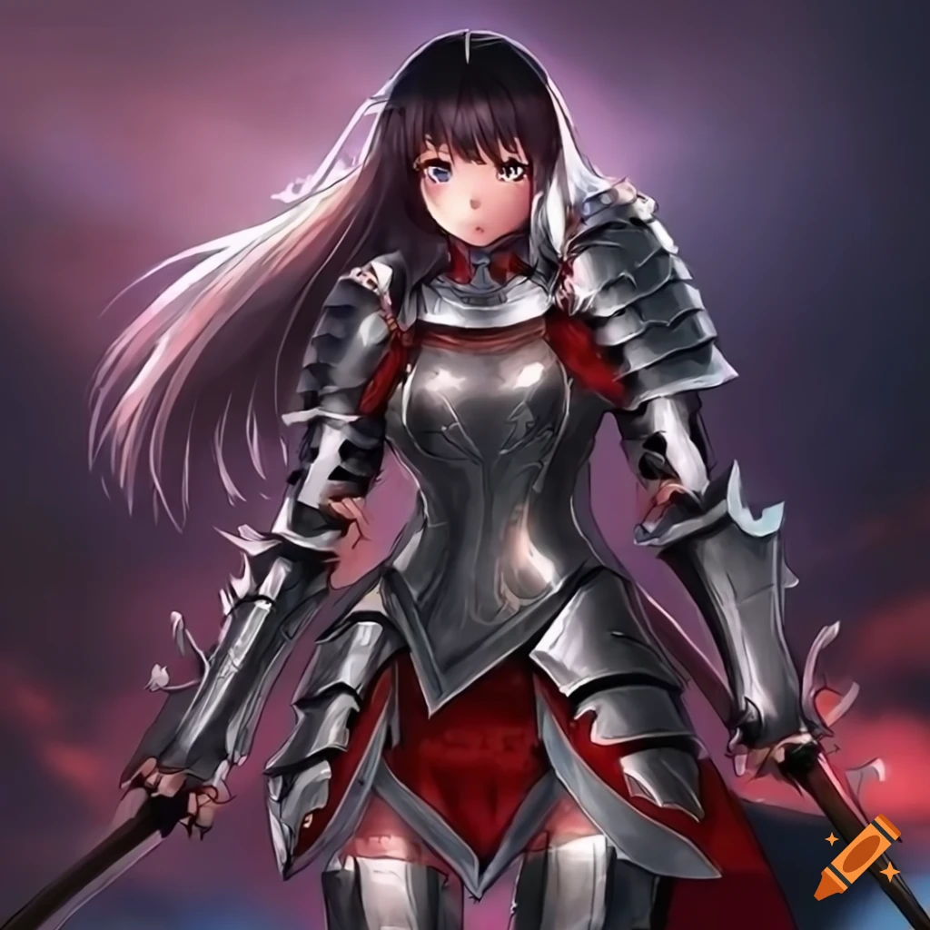 Anime girl in detailed armor