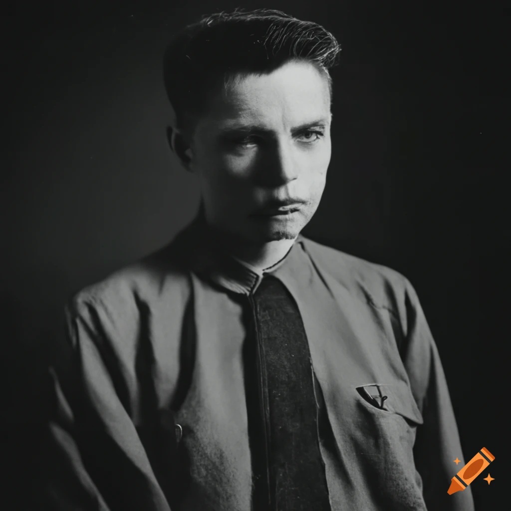 Black and white photo of a soviet man