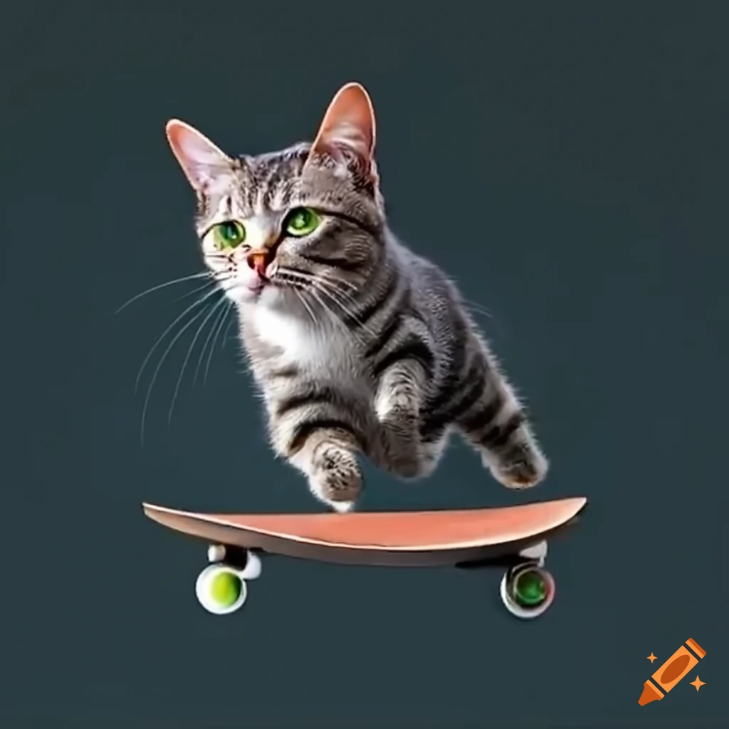 Cat doing a kickflip captured by cctv camera