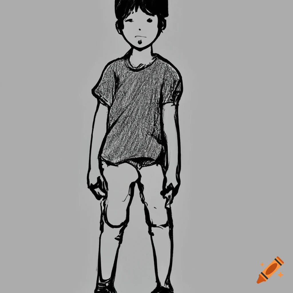 Minimalist black and white drawing of a boy on Craiyon