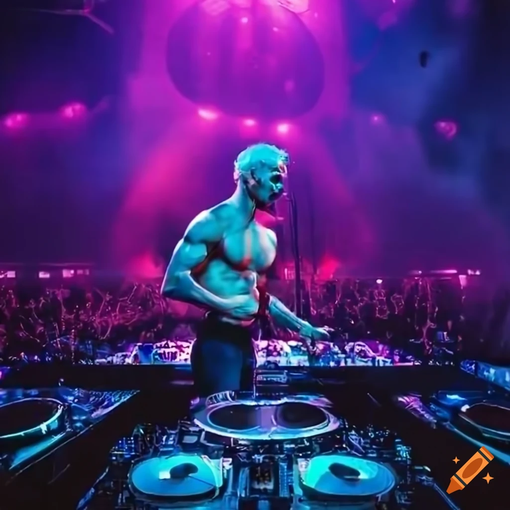 Cyberpunk dj performing live at the sphere in las vegas on Craiyon