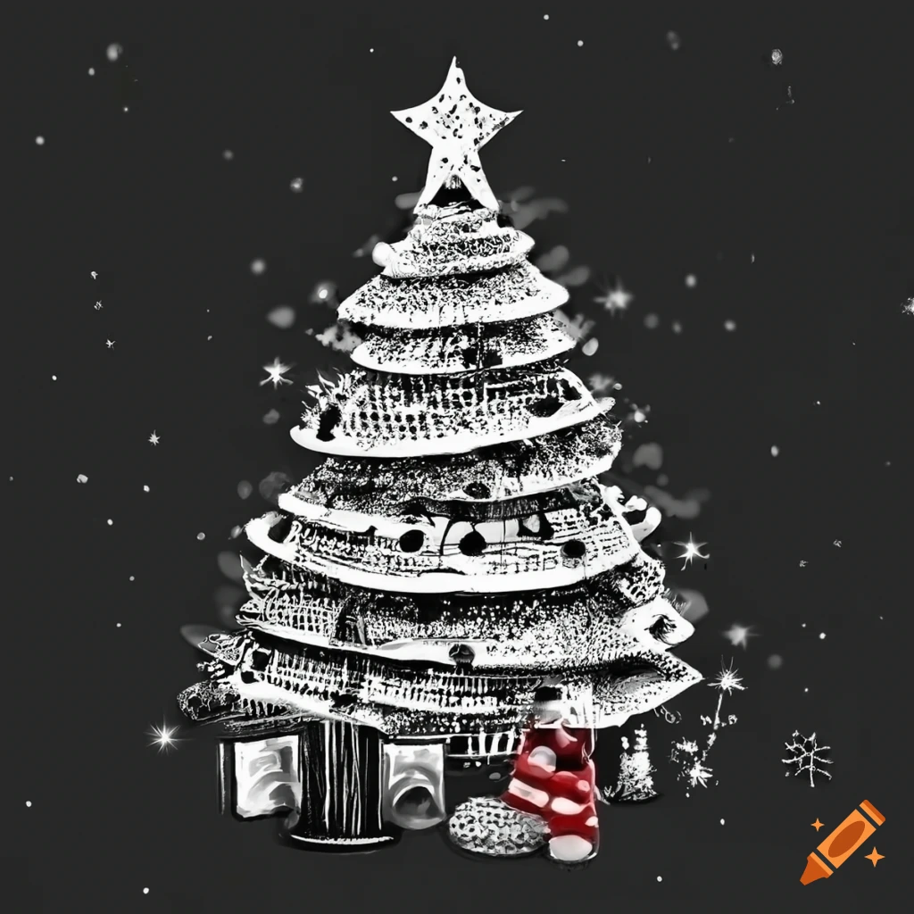 Black and white image with christmas music theme