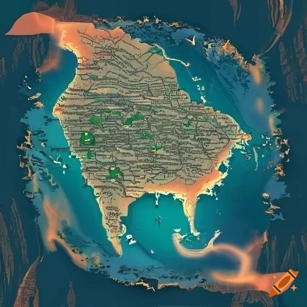 Map of a province with diverse zones on Craiyon
