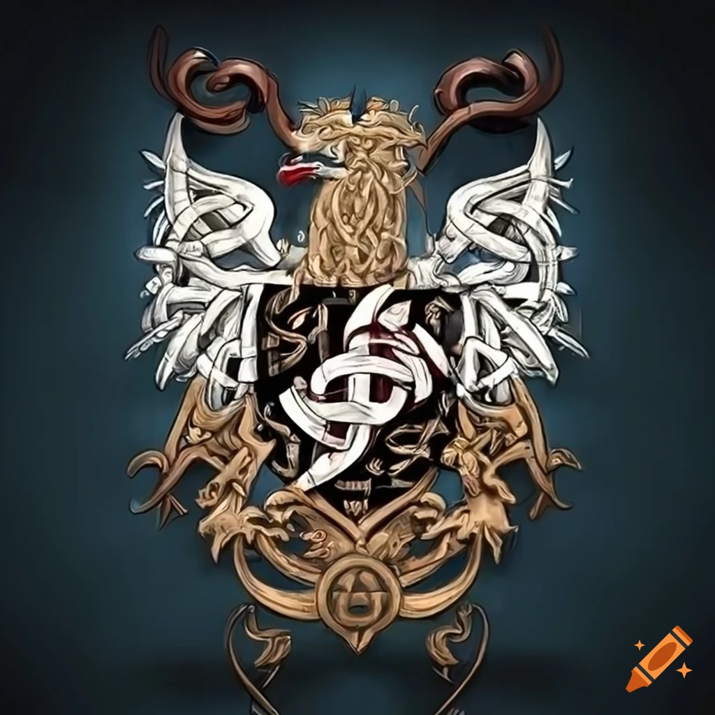 Coat of arms of wales with celtic knotwork