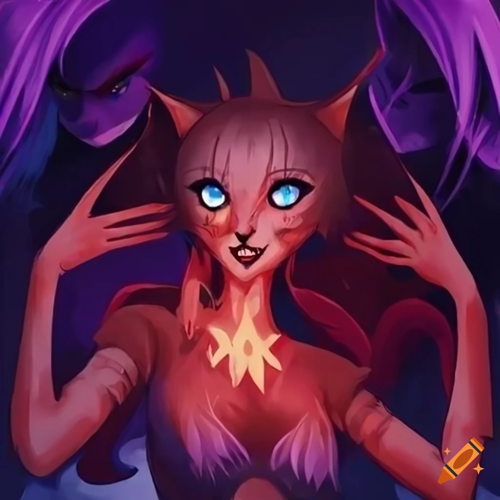 Digital art of a mystical cat named ava's demon on Craiyon