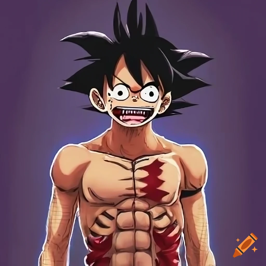 Artwork of popular anime characters combined into one boy on Craiyon