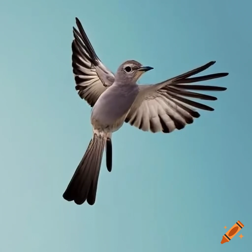 Animated mockingbird in flight on Craiyon