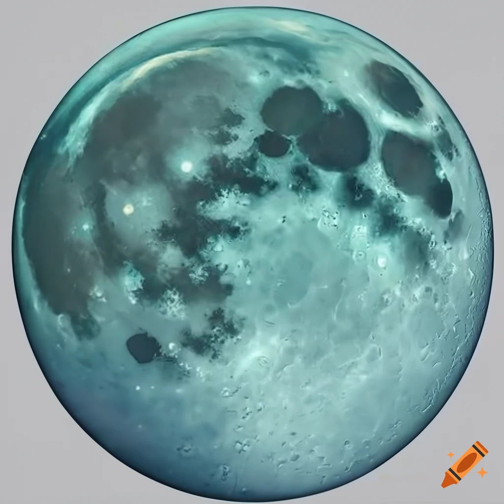 Teal crescent moon on white background