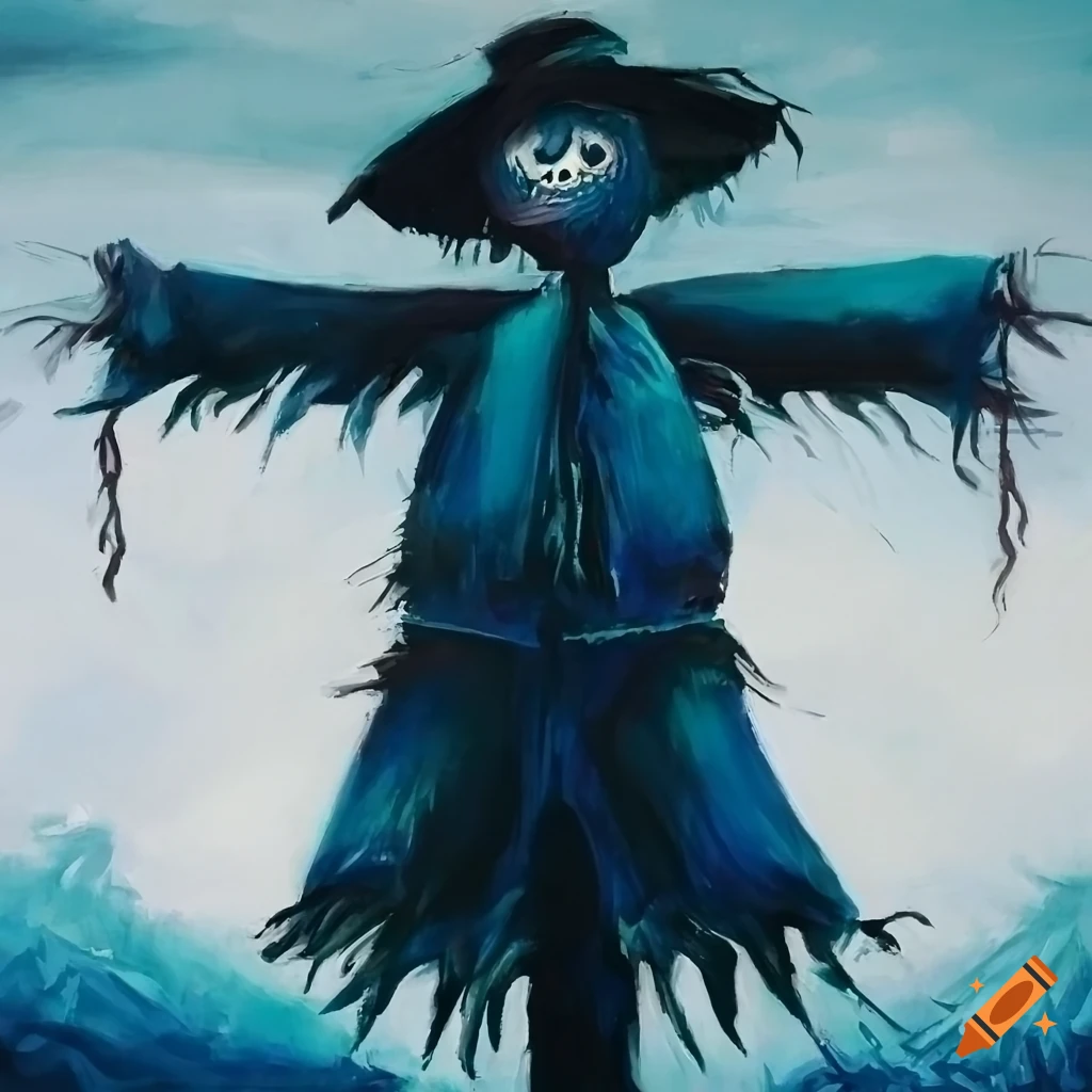 Canvas painting of a scarecrow