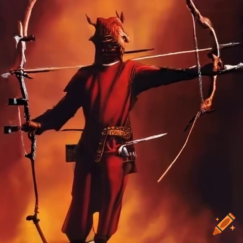 70s sci-fi movie with Welsh archers shooting arrows on Craiyon