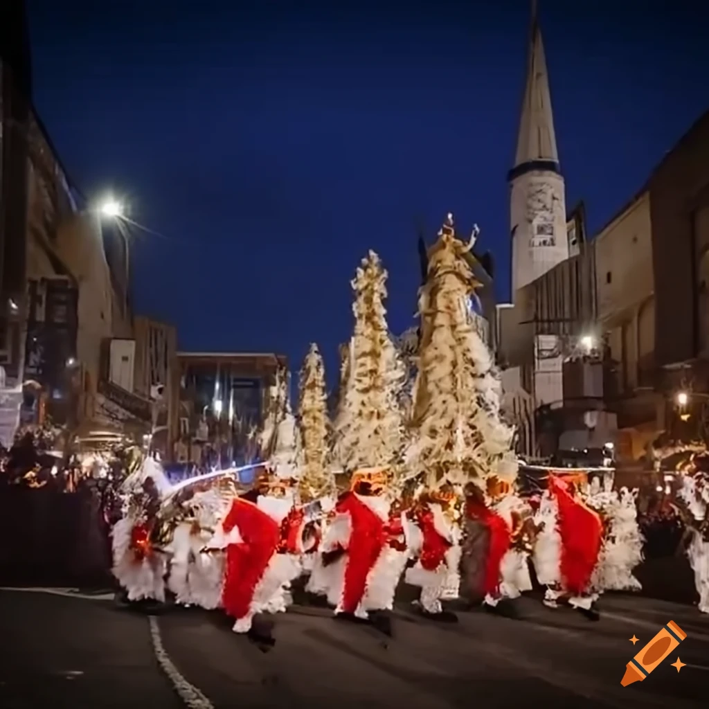 Cats participating in a Lucia procession on Craiyon