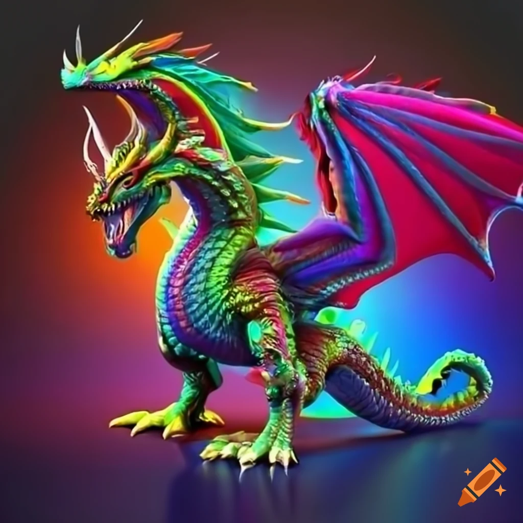 Colorful 3d dragon sculpture