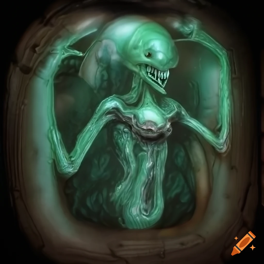 Creepy alien in a 2D Metroid-like game on Craiyon