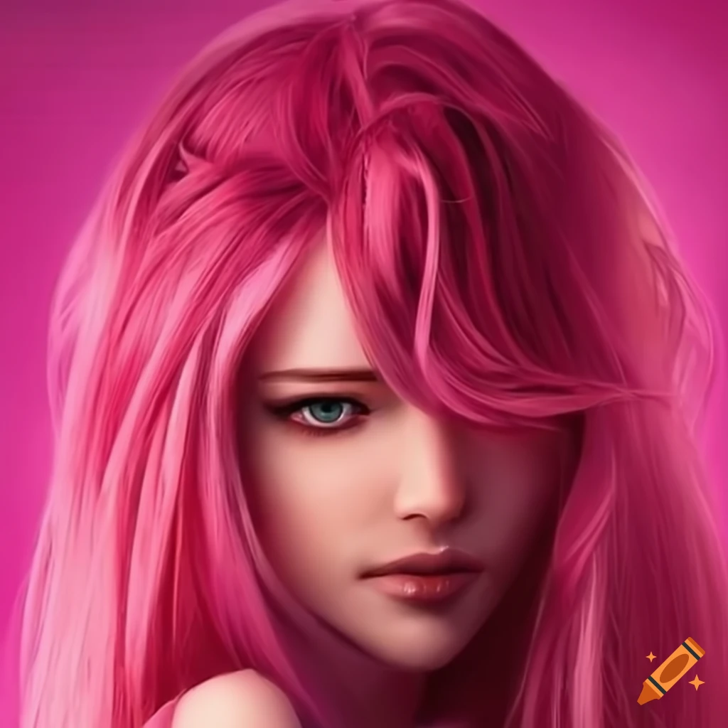 Disney princess with pink hair and strawberry accessories