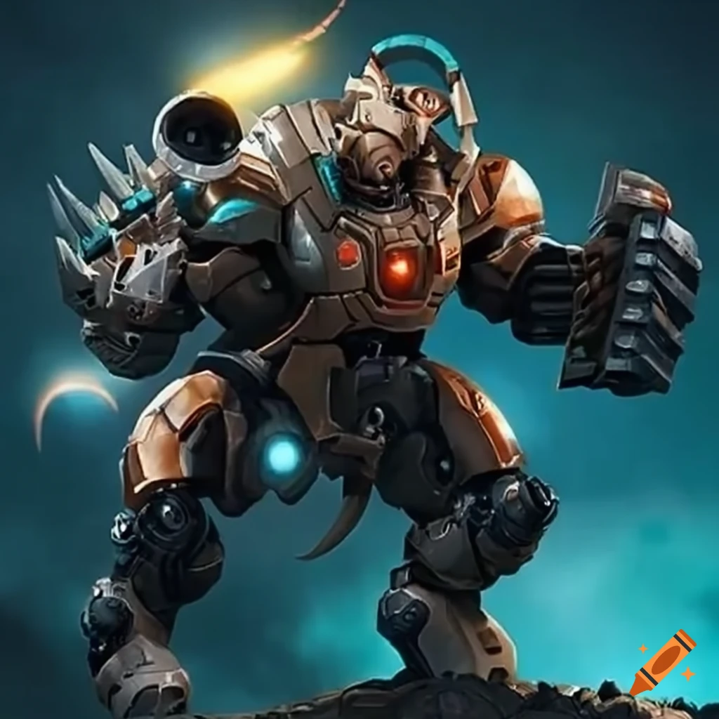 Artwork of robotic beast-men with heavy weapons