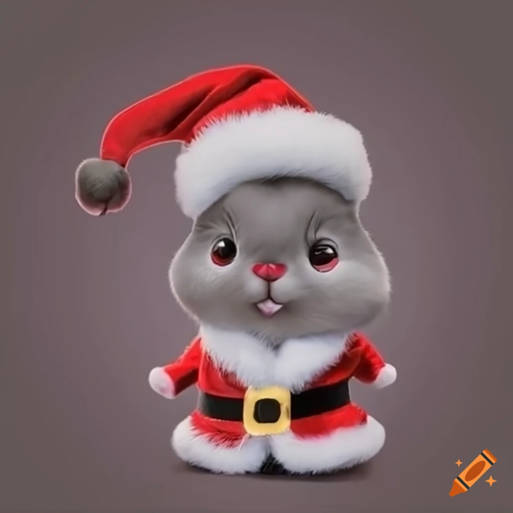 Adorable bunny in santa claus costume