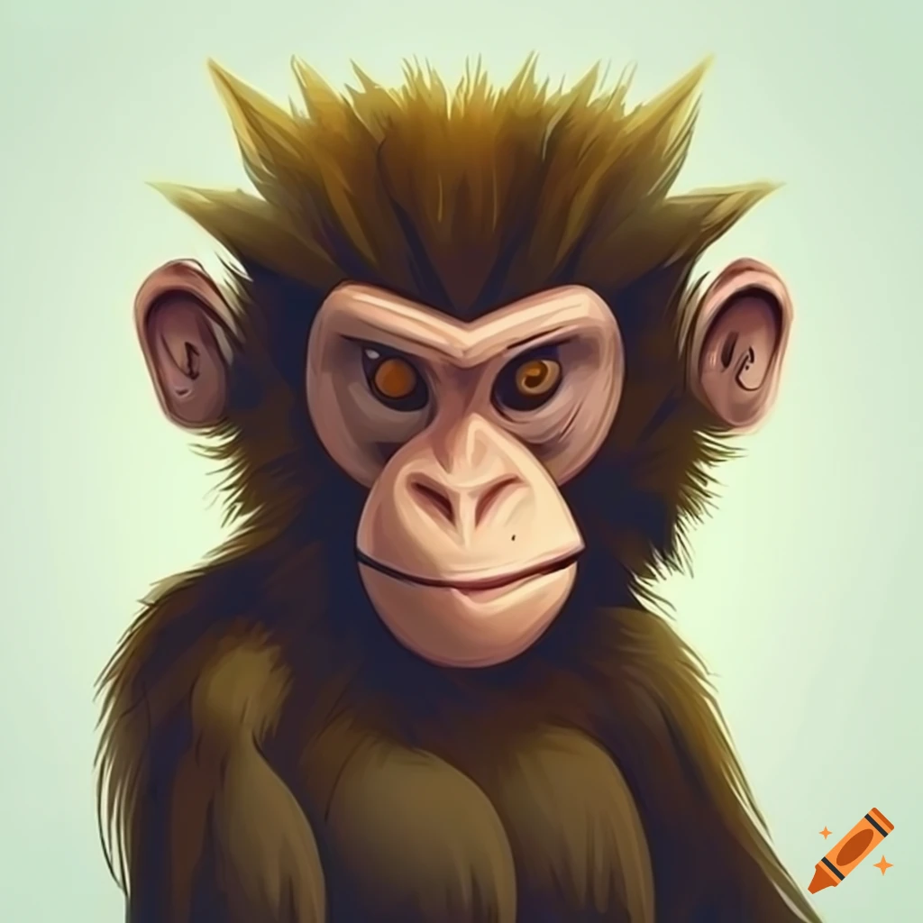 Illustration of a fierce monkey with sharp claws on Craiyon