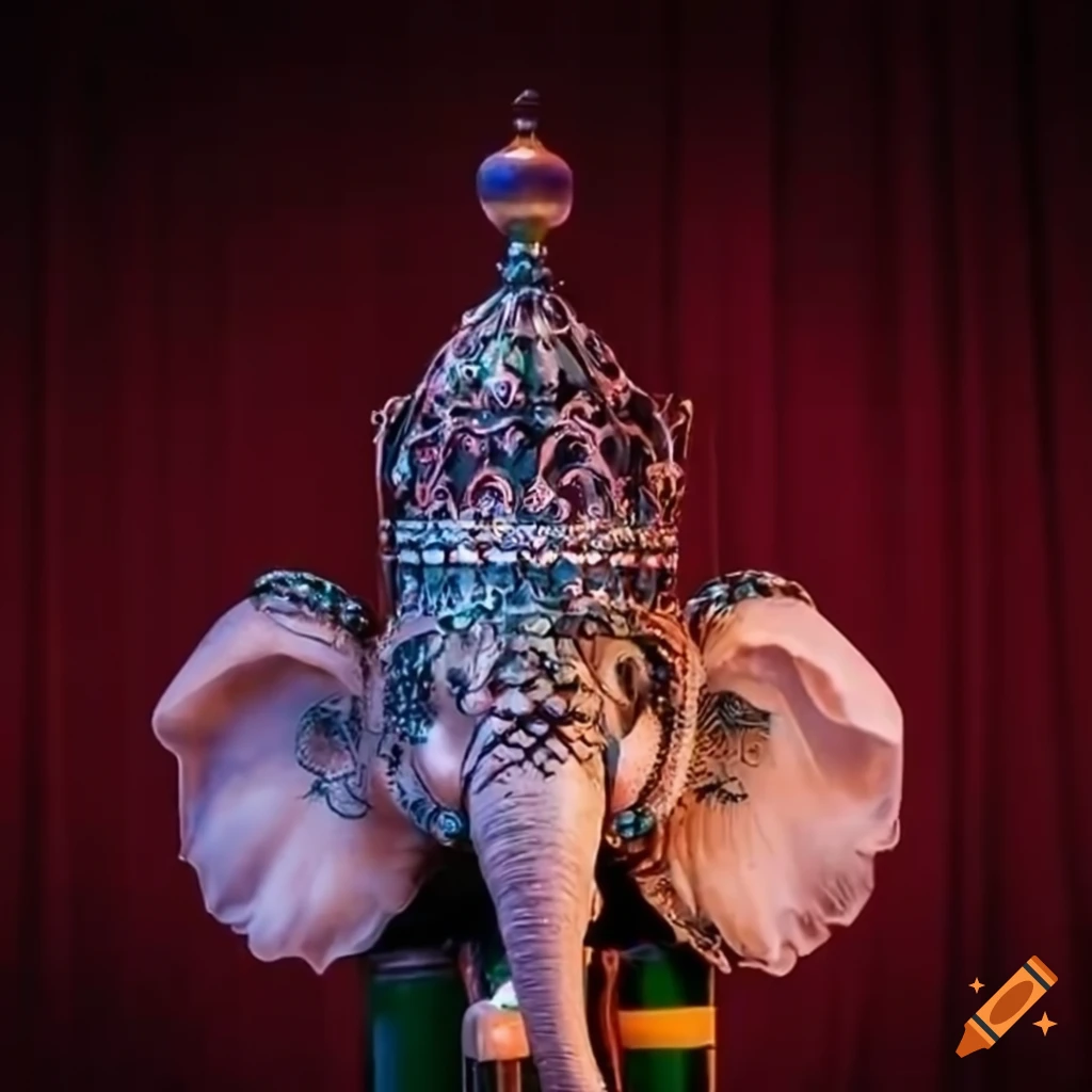Intricately designed elephant-shaped nutcracker on stage