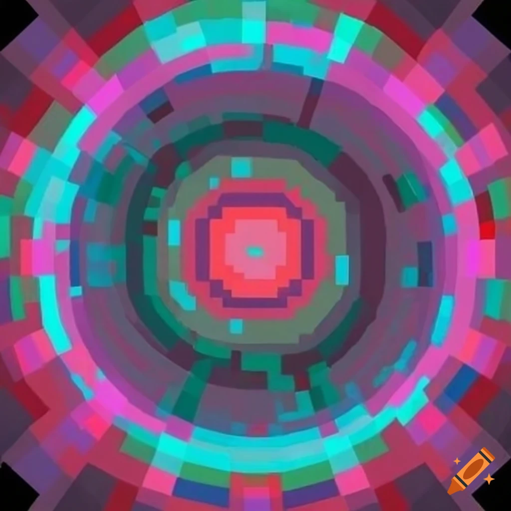 Abstract pixelated circle artwork