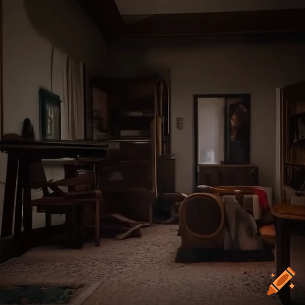 Interior of a room with peculiar objects