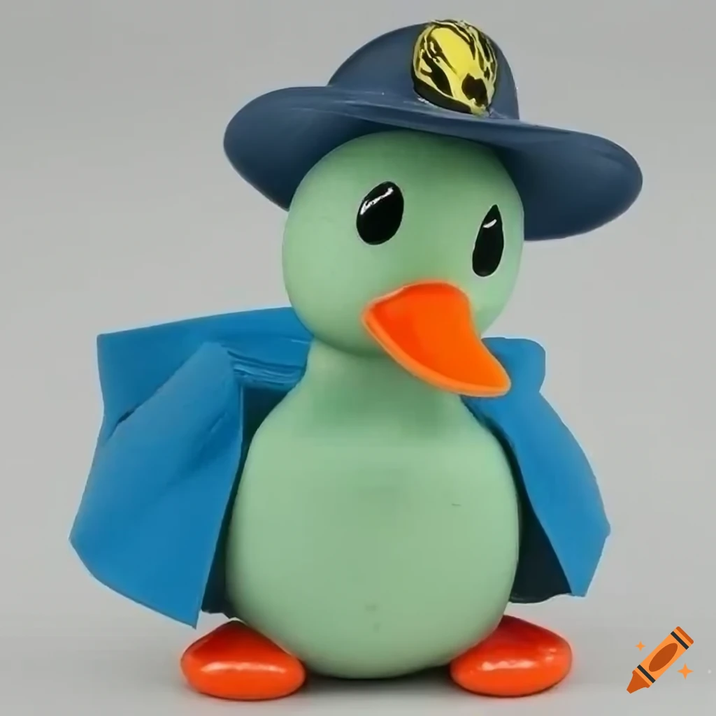 Blue duck wearing a cape