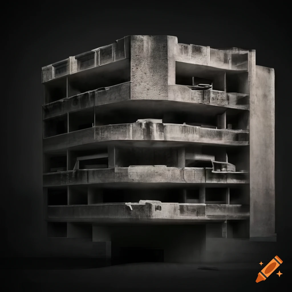 Brutalist concrete hausmannian architecture