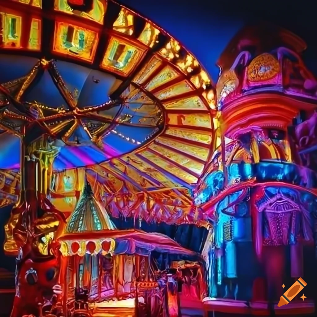 Masterfully sculpted fairground forms in primary colors on Craiyon