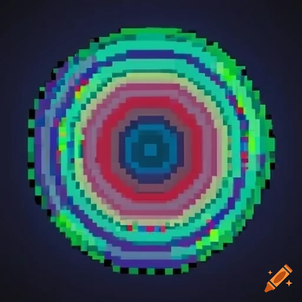 Abstract pixelated circle artwork