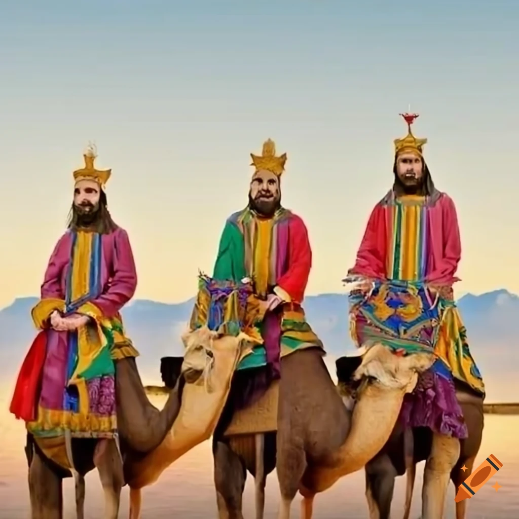 Artwork of three wise men on camel on Craiyon