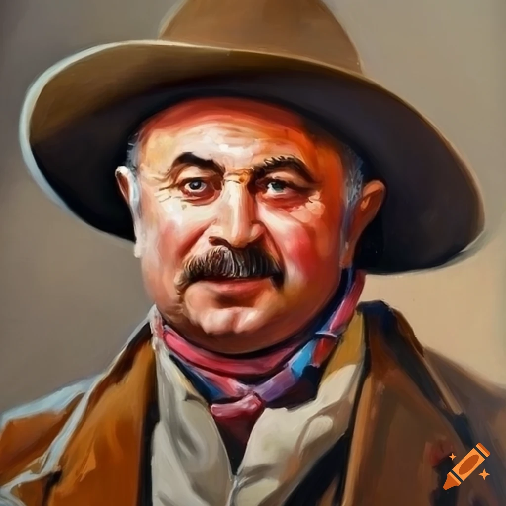 Portrait of bob hoskins as a wild west sheriff on Craiyon
