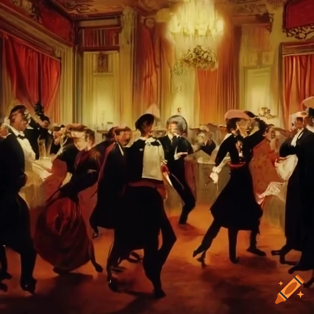 Image of a crowded ballroom in the early 1900s on Craiyon