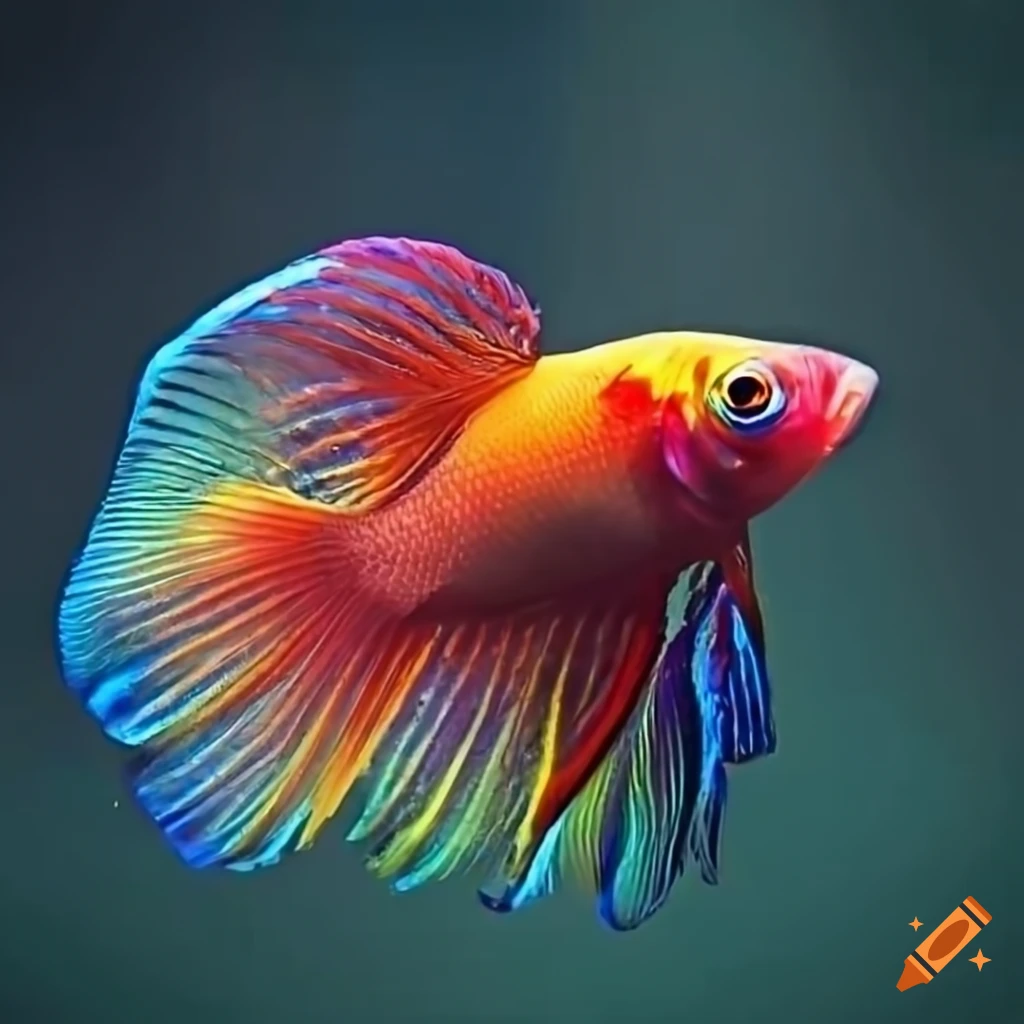 Vibrant beta fish swimming in darkness
