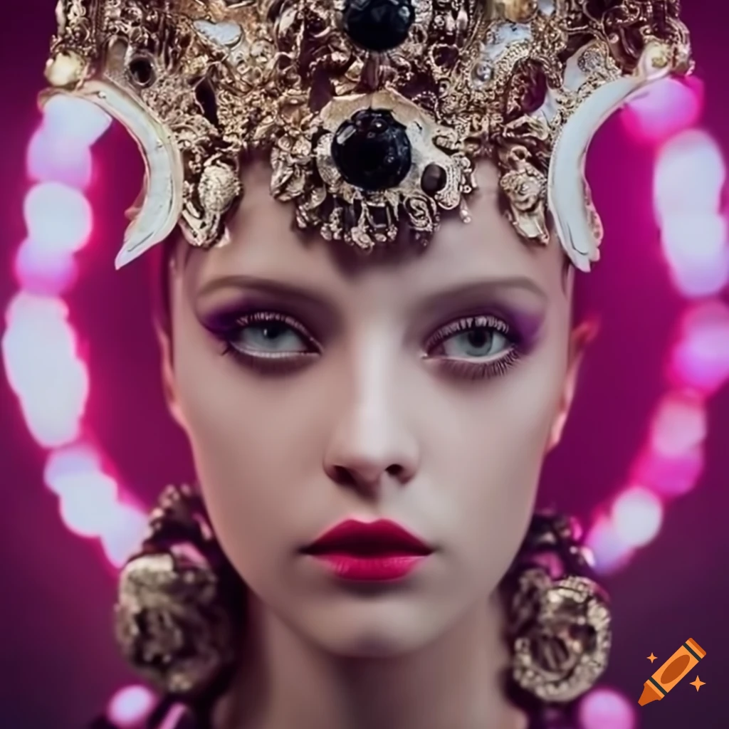 Sculpted female portrait with unique fashion style on Craiyon