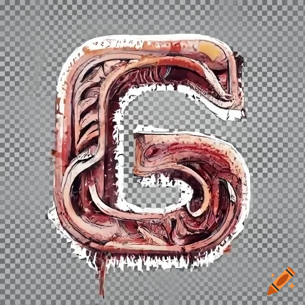 Creepy monochrome letter e on transparent background