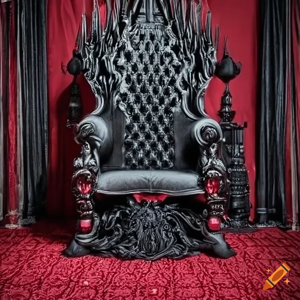 Luxurious red room with a black throne on Craiyon