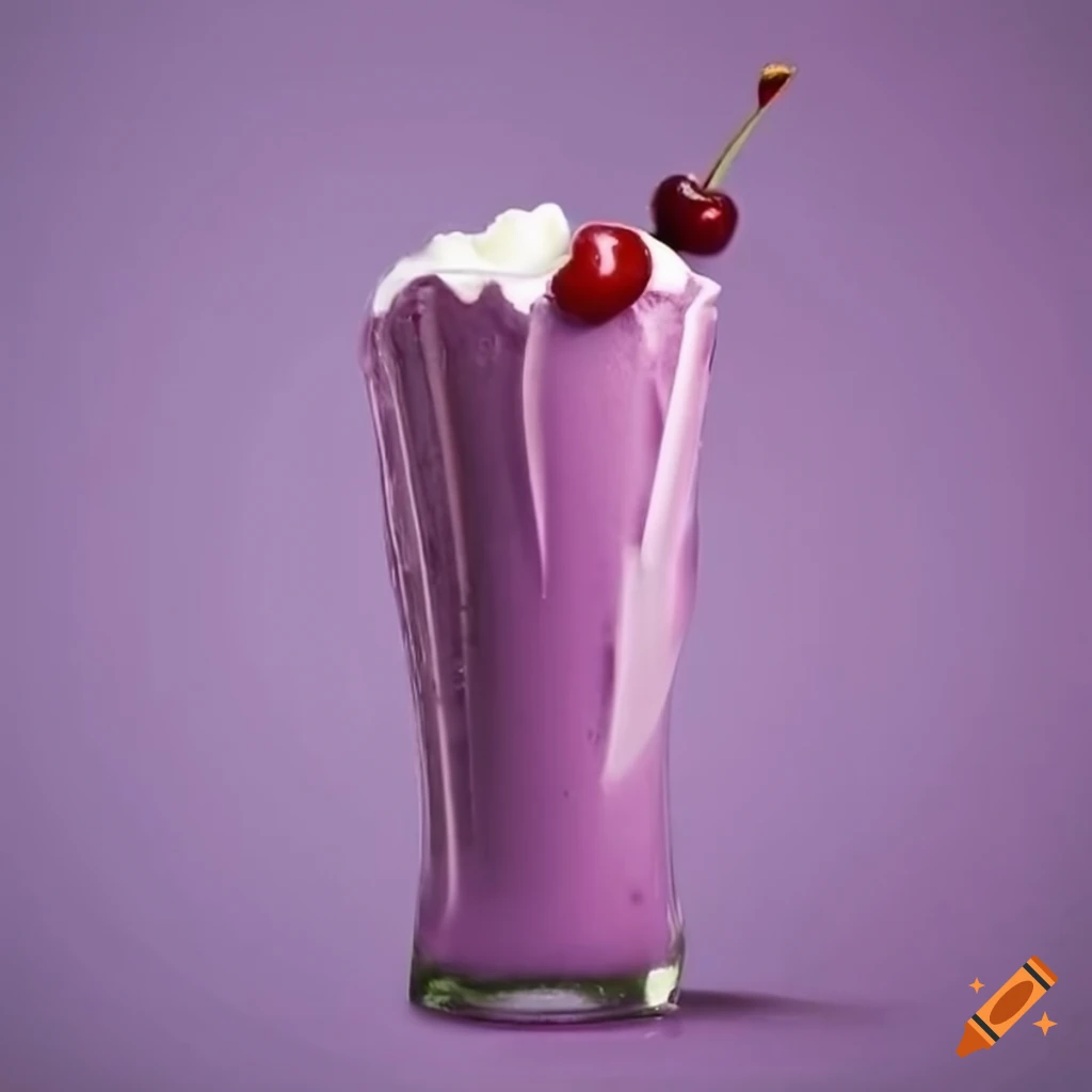 Purple milkshake with cream and a cherry
