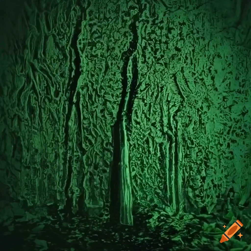 2d artwork of a dark and eerie alien environment