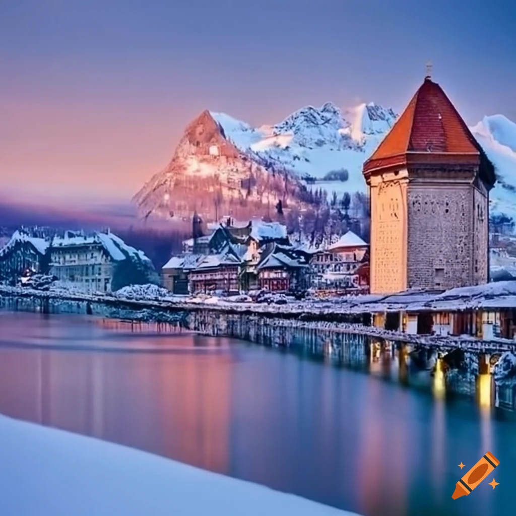 Cityscape of luzern during winter on Craiyon