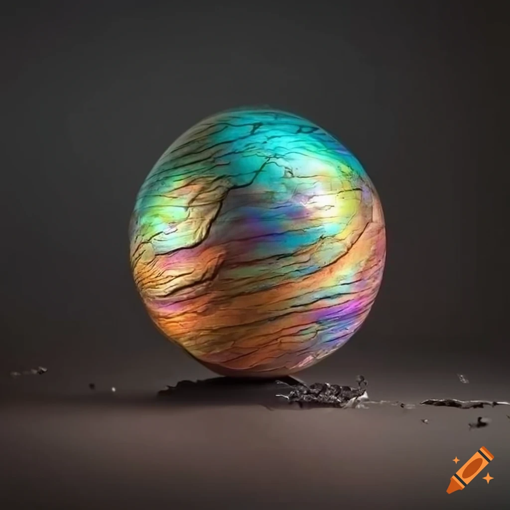 Abstract artwork of a colorful, textured sphere on Craiyon