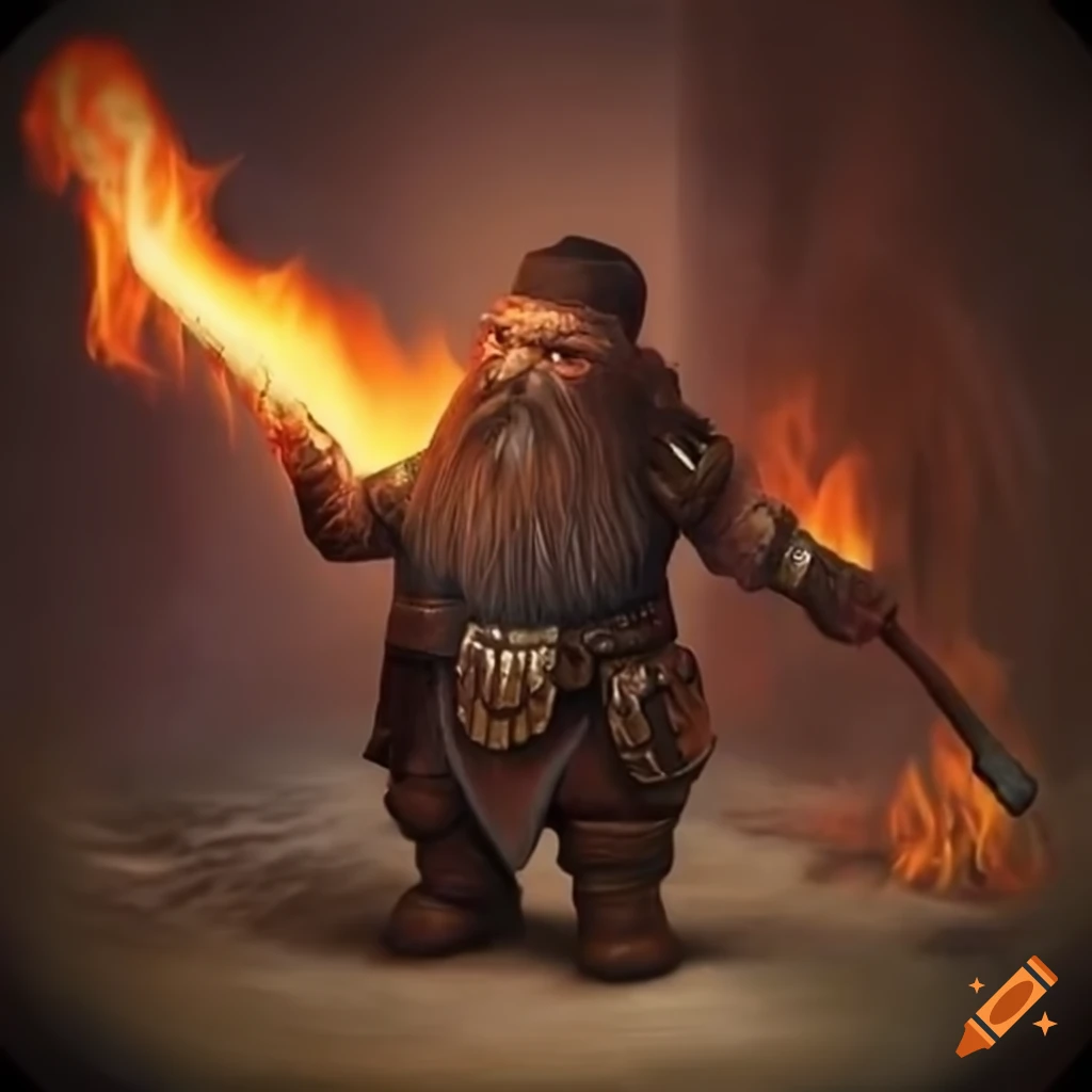 Image of a dwarf blacksmith working at his forge on Craiyon